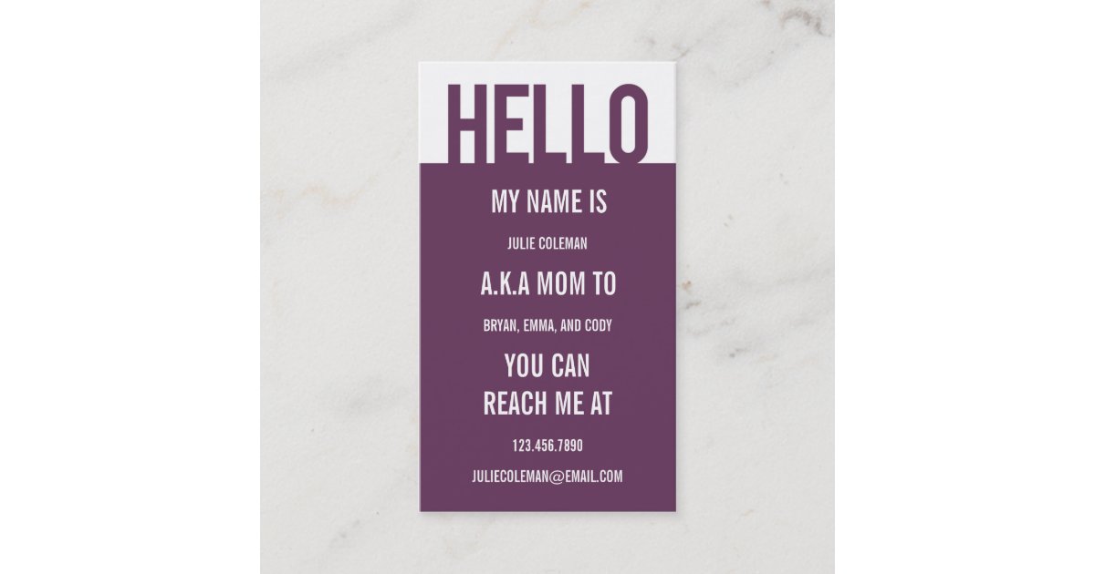 Casual Hello Mommy Card / Calling Card | Zazzle