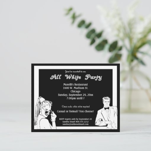 Casual Or Formal White Attire Party Invitation | Zazzle
