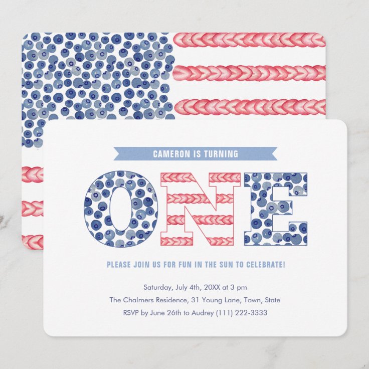 Casual Red White Blue Cookout 1st Birthday Party Invitation | Zazzle