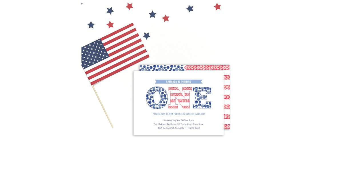 Casual Red White Blue Cookout 1st Birthday Party Invitation | Zazzle