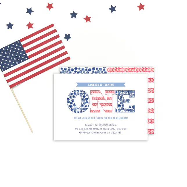 Casual Red White Blue Cookout 1st Birthday Party Invitation | Zazzle