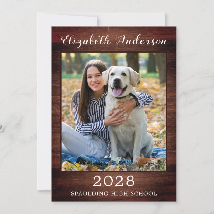 Casual Rustic Photo Wood Graduation Invitation | Zazzle.com