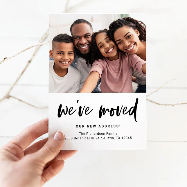 Casual Script and Photo | Moving Announcement Postcard | Zazzle