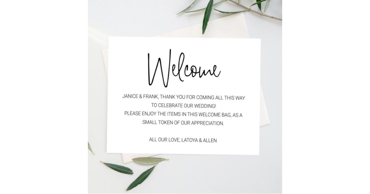 Casual Script Names Welcome Wedding Gift Basket | Zazzle