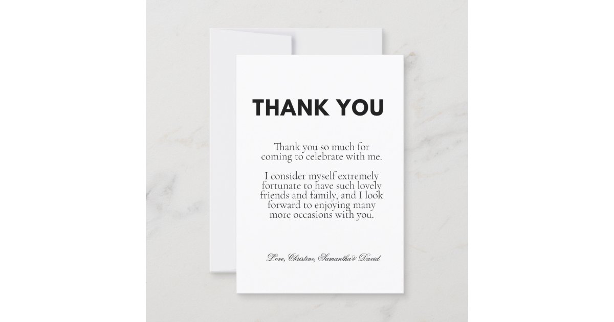 Casual script thank you message note card | Zazzle