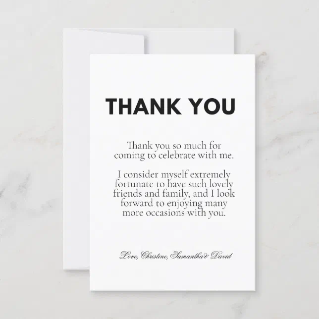 Casual script thank you message note card | Zazzle