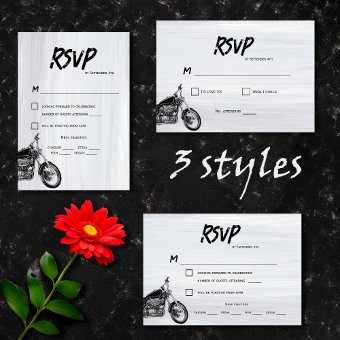 Casual Simple Motorcycle Themed Wedding RSVP Card | Zazzle