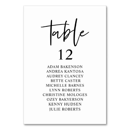 Casual Wedding Dinner, Guests Seating Chart Table Number | Zazzle.com