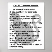 Cat 10 Commandment print | Zazzle