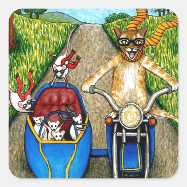 Cat 384 square sticker | Zazzle