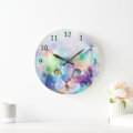 cat 663 multicolor cat large clock | Zazzle