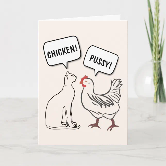 CAT AND CHICKEN FUNNY BIRTHDAY GREETING CARD | Zazzle