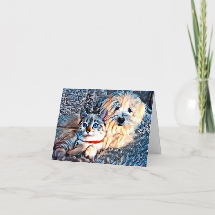 Cat and dog love thank you card | Zazzle.com