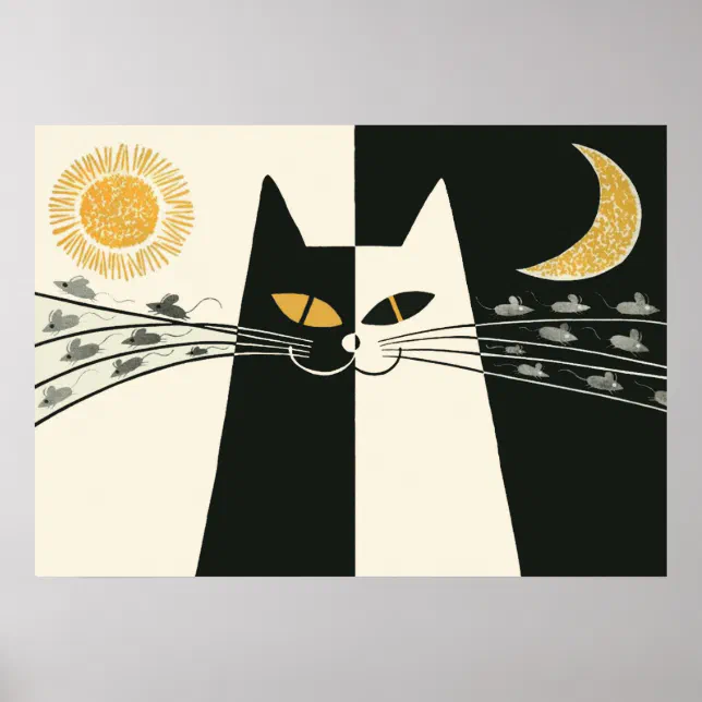 Cat and Mice Retro Vintage Poster | Zazzle
