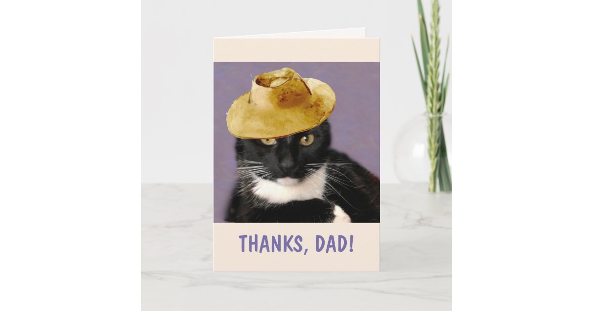 Cat And Sun Hat Father's Day Card | Zazzle