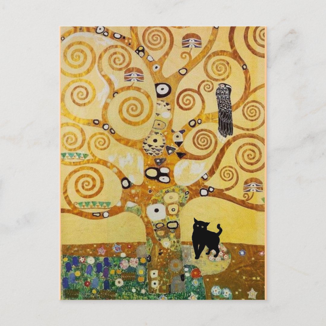 Cat and Tree of Life Postcard | Zazzle