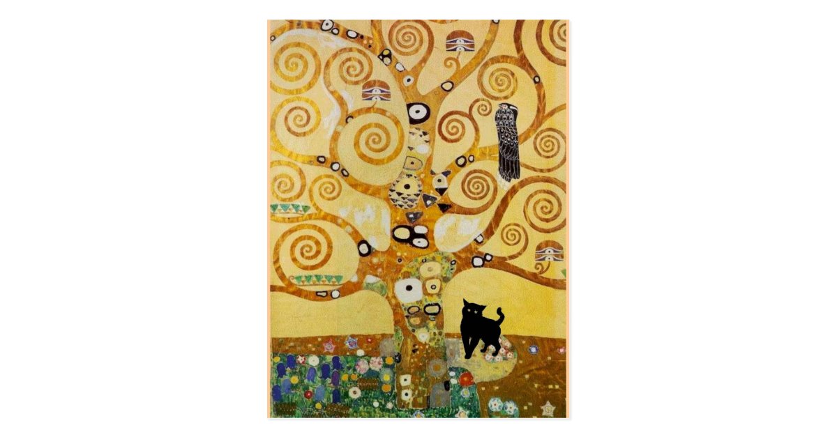 Cat and Tree of Life Postcard | Zazzle.com