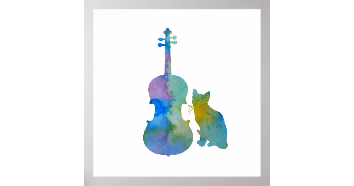 Cat and viola poster | Zazzle