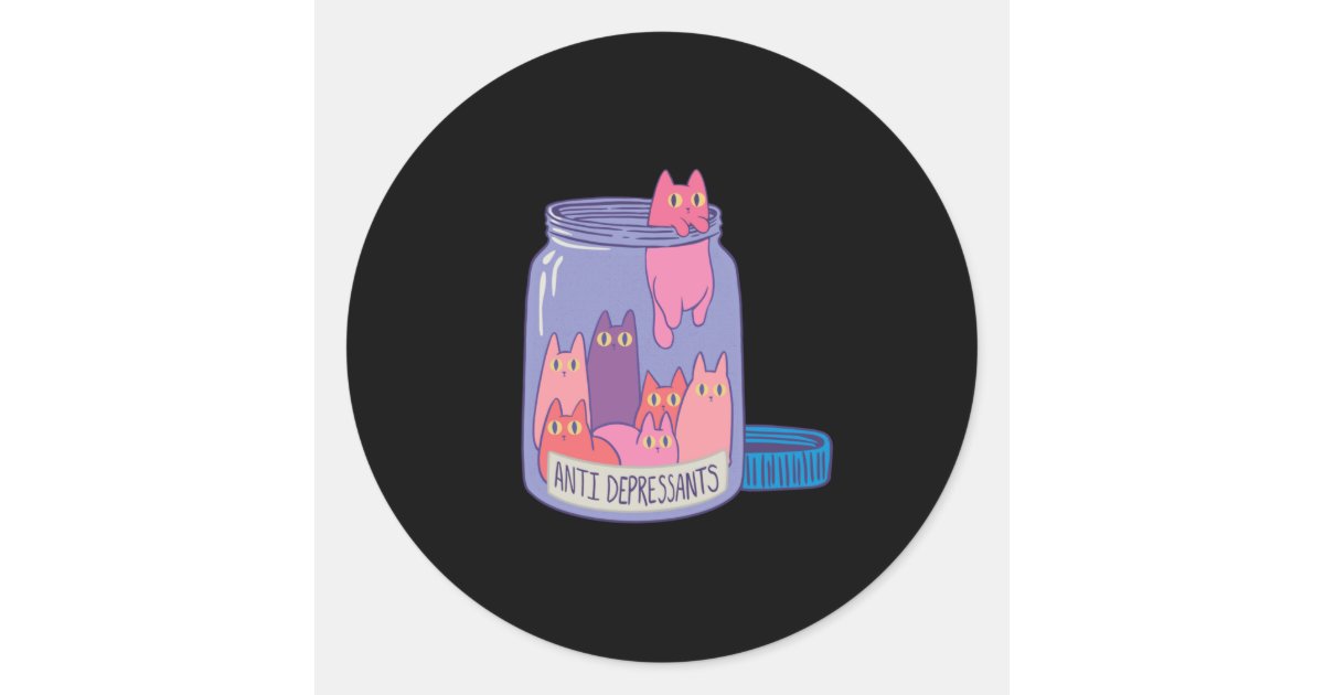 Cat antidepressants classic round sticker | Zazzle