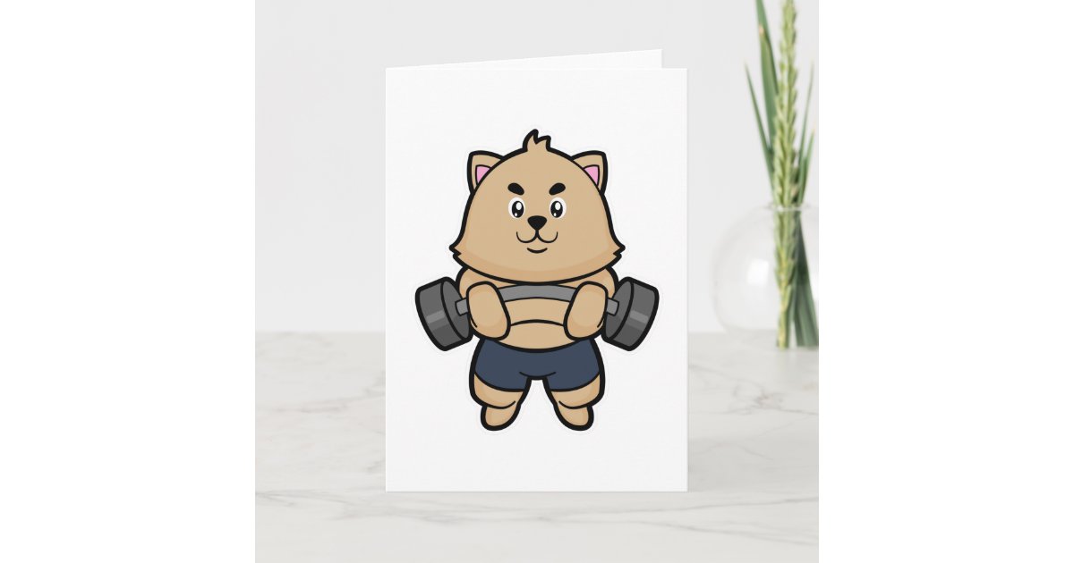 Cat at Bodybuilding with Barbell Card | Zazzle
