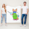 Cat at Vaccination with Syringe Fleece Blanket | Zazzle
