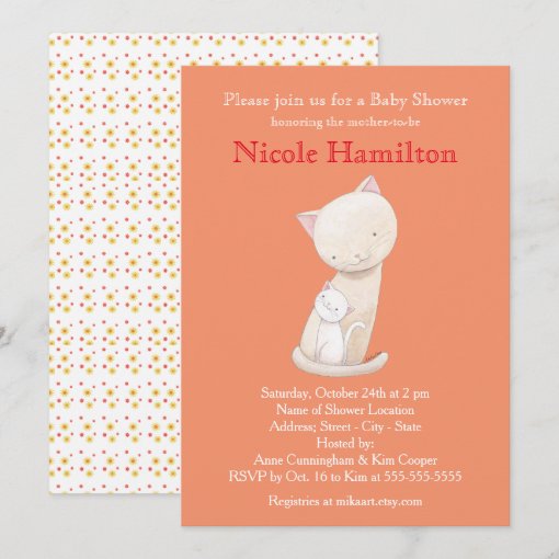 Cat Baby Shower Invitation Mom Baby Cat Invitation | Zazzle
