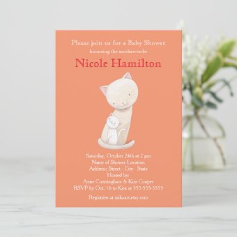 Cat Baby Shower Invitation Mom Baby Cat Invitation | Zazzle
