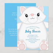 Cat Baby Shower Kitty Blue Invitation | Zazzle
