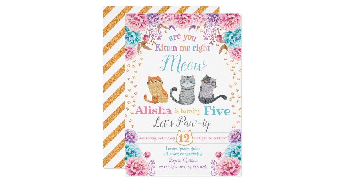 Cat Birthday Invitation | Zazzle.com