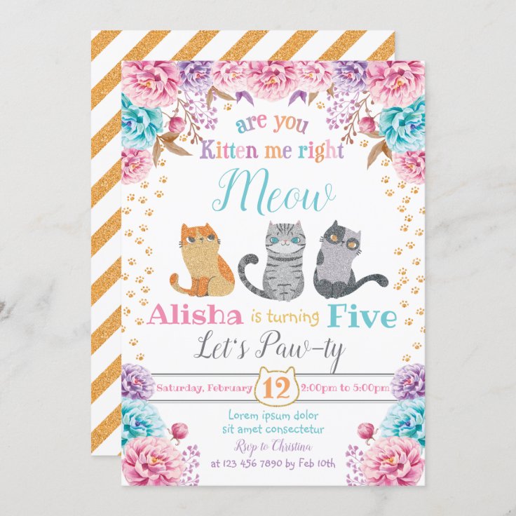 Cat Birthday Invitation | Zazzle