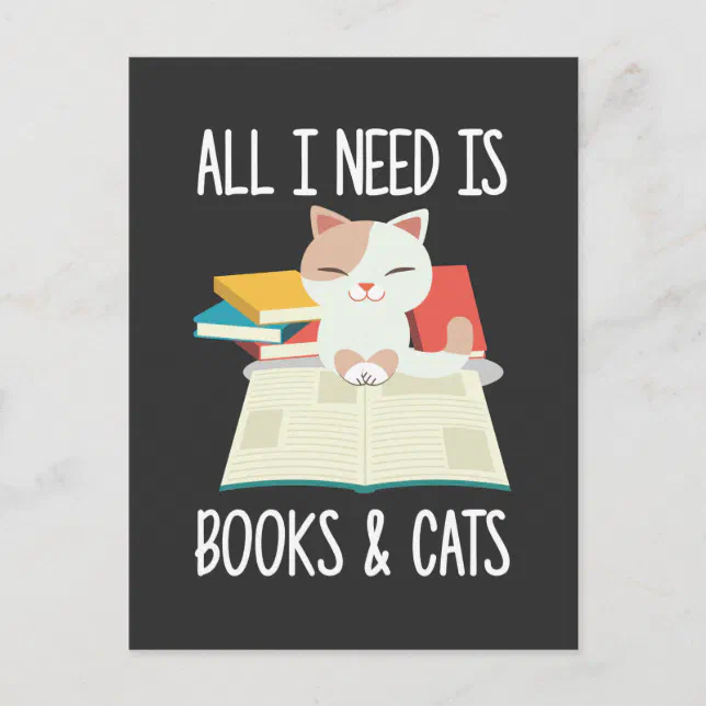 Cat Book Reader Kitty addicted Bookworm Literature Postcard | Zazzle