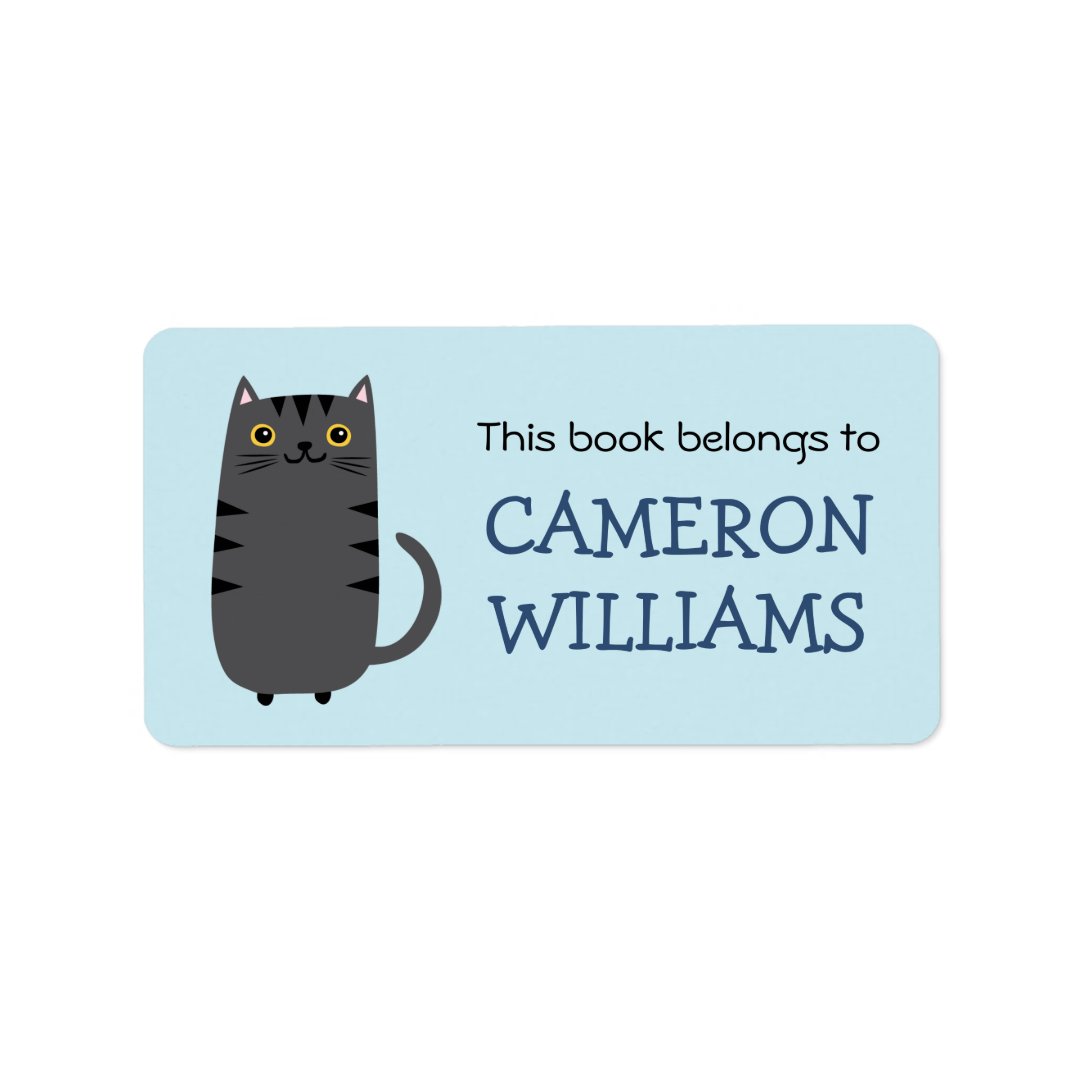 Cat bookplate book label | Zazzle