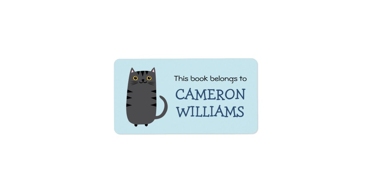 Cat bookplate book label | Zazzle
