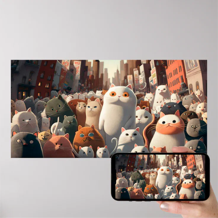 Cat City Cartoon Crowd Poster | Zazzle