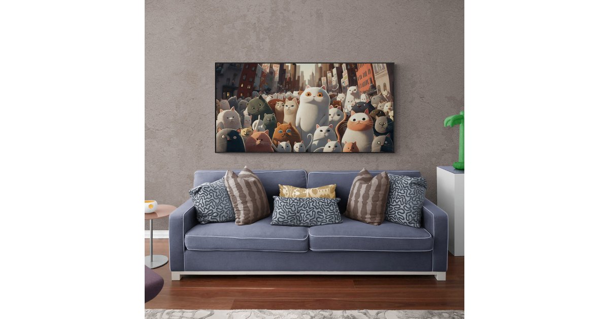 Cat City Cartoon Crowd Poster | Zazzle