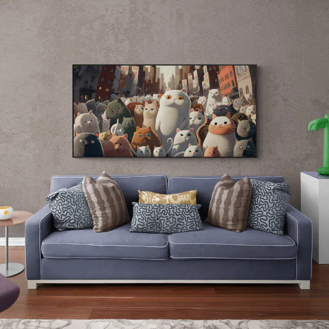 Cat City Cartoon Crowd Poster | Zazzle