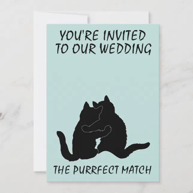 CAT COUPLE WEDDING CUSTOM INVITATIONS | Zazzle