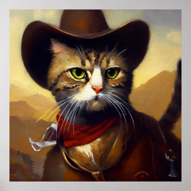 Cat Cowboy Poster | Zazzle