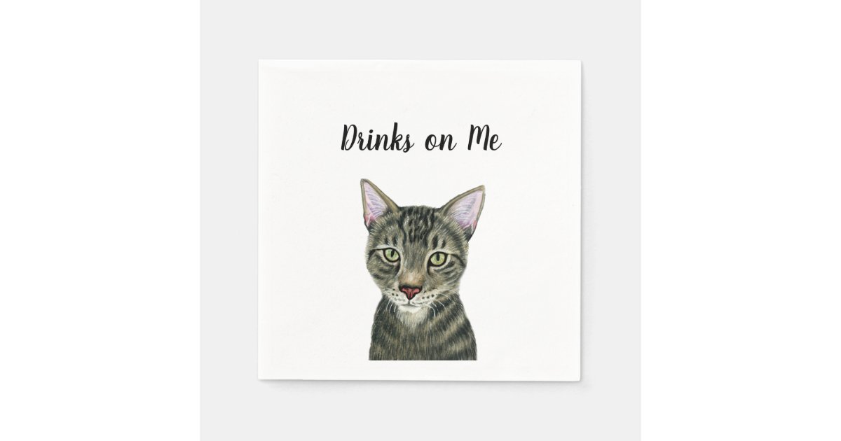 Cat Custom Cocktail Napkin | Zazzle