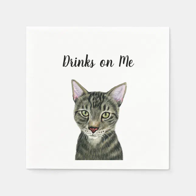 Cat Custom Cocktail Napkin | Zazzle