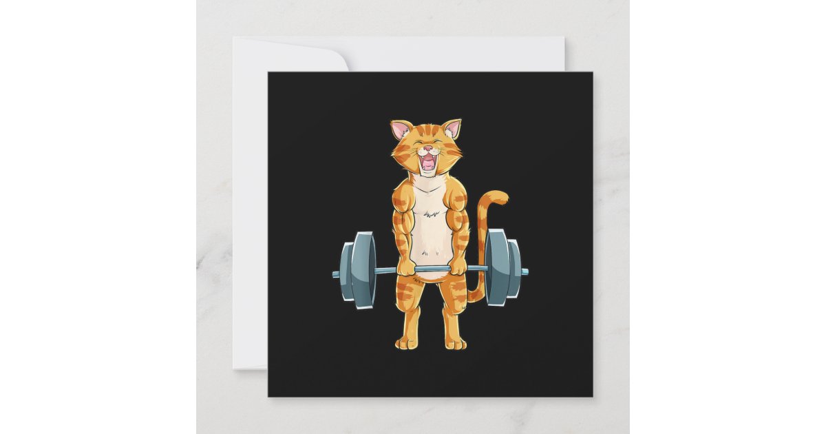 Cat Deadlift Powerlifting Gym Lifting Weights . Invitation | Zazzle