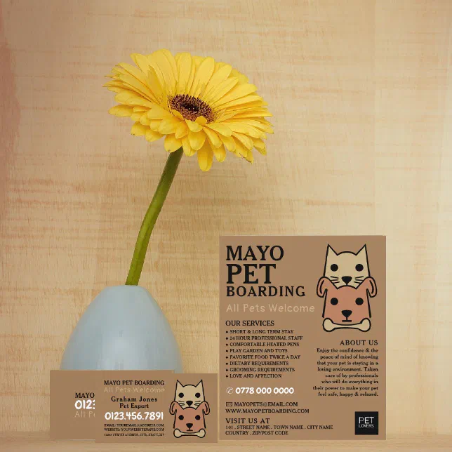 Cat & Dog, Pet Boarding Advertising Flyer | Zazzle