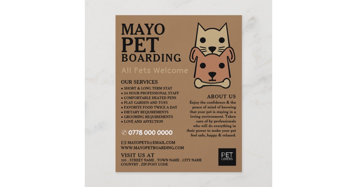 Cat & Dog, Pet Boarding Advertising Flyer | Zazzle