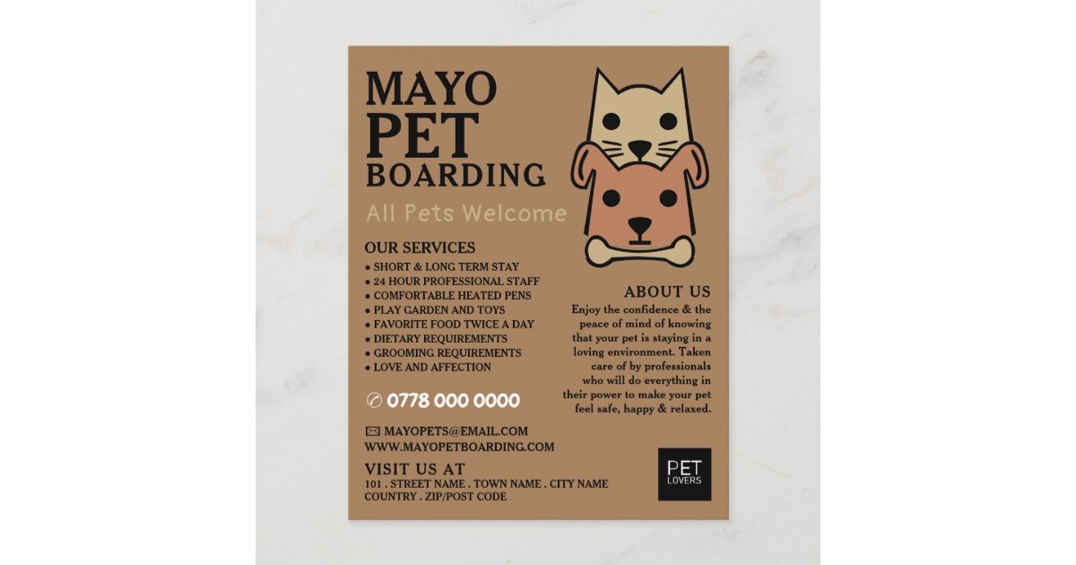 Cat & Dog, Pet Boarding Advertising Flyer | Zazzle