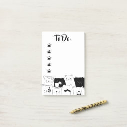 Cat Doodle// To Do List Post-it Notes | Zazzle