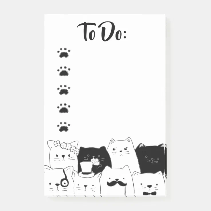 Cat Doodle// To Do List Post-it Notes | Zazzle