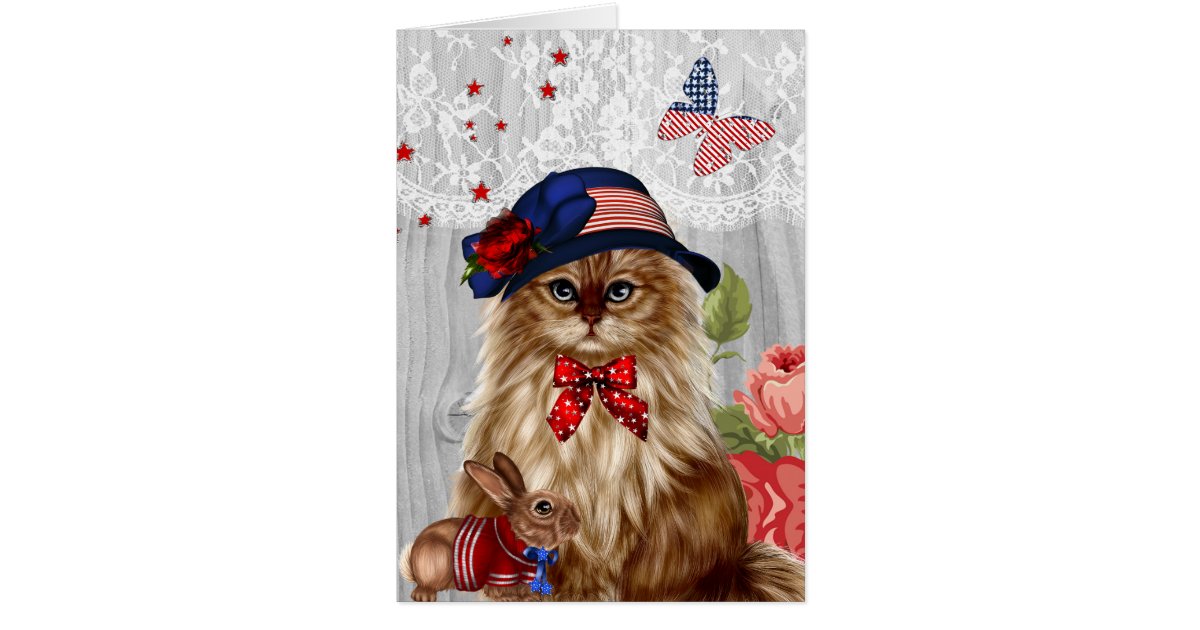 Cat dressed in Red White and Blue Patriotic Hat | Zazzle
