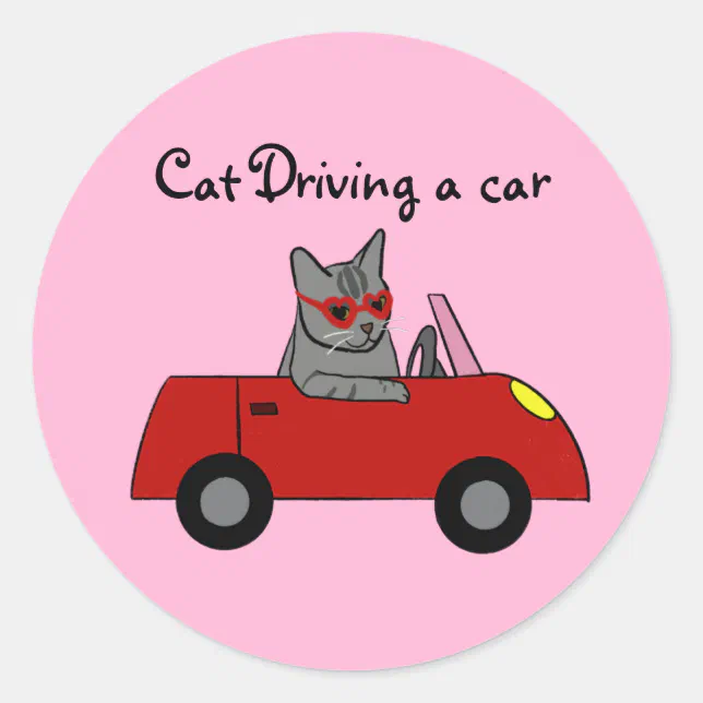 Cat driving a car sticker | Zazzle