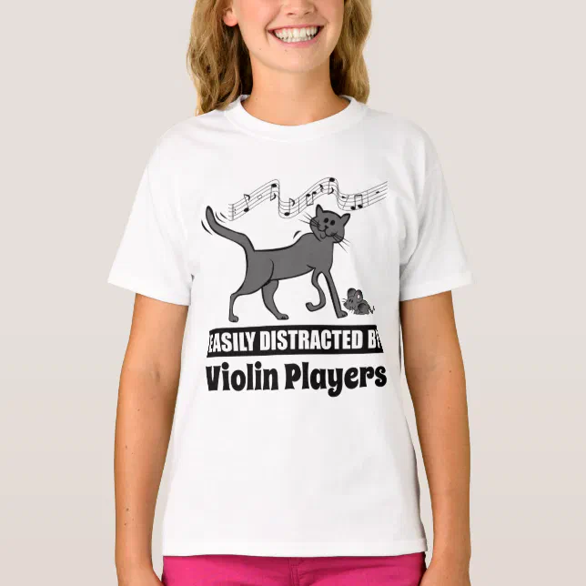 Cat Easily Distracted by Violin Players T-Shirt | Zazzle