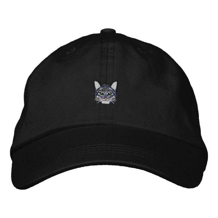 cat embroidered baseball cap | Zazzle